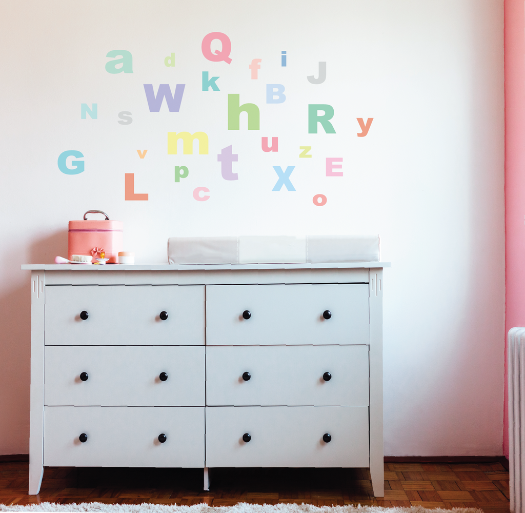 A-Z Pastel Alphabet ABC's Fabric Wall Decals