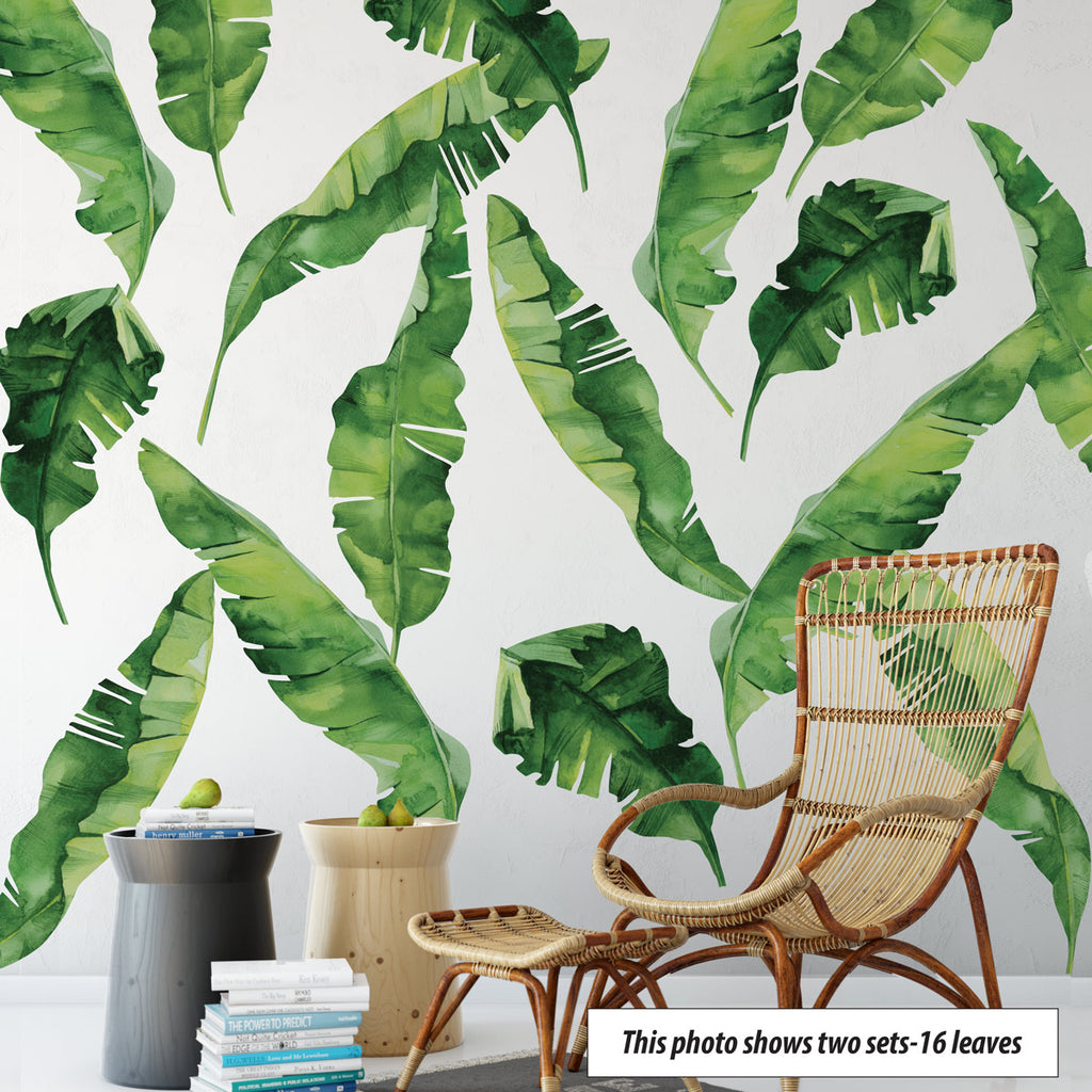 8 Large Banana Leaves Wall Decals, Tropical Leaf Decals, Eco Friendly ...