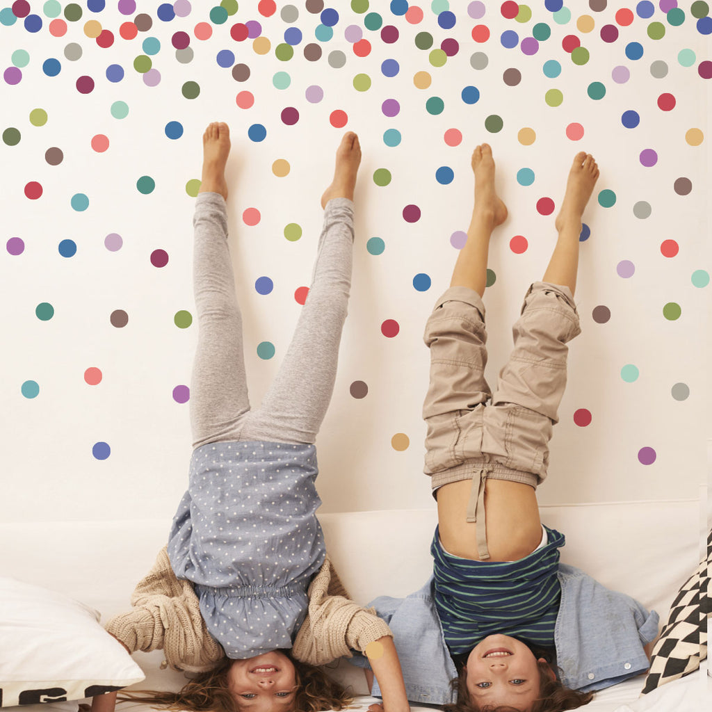 121 Modern Multicolor 2" Polka Dot Wall Decals, Dot Wall Stickers ...