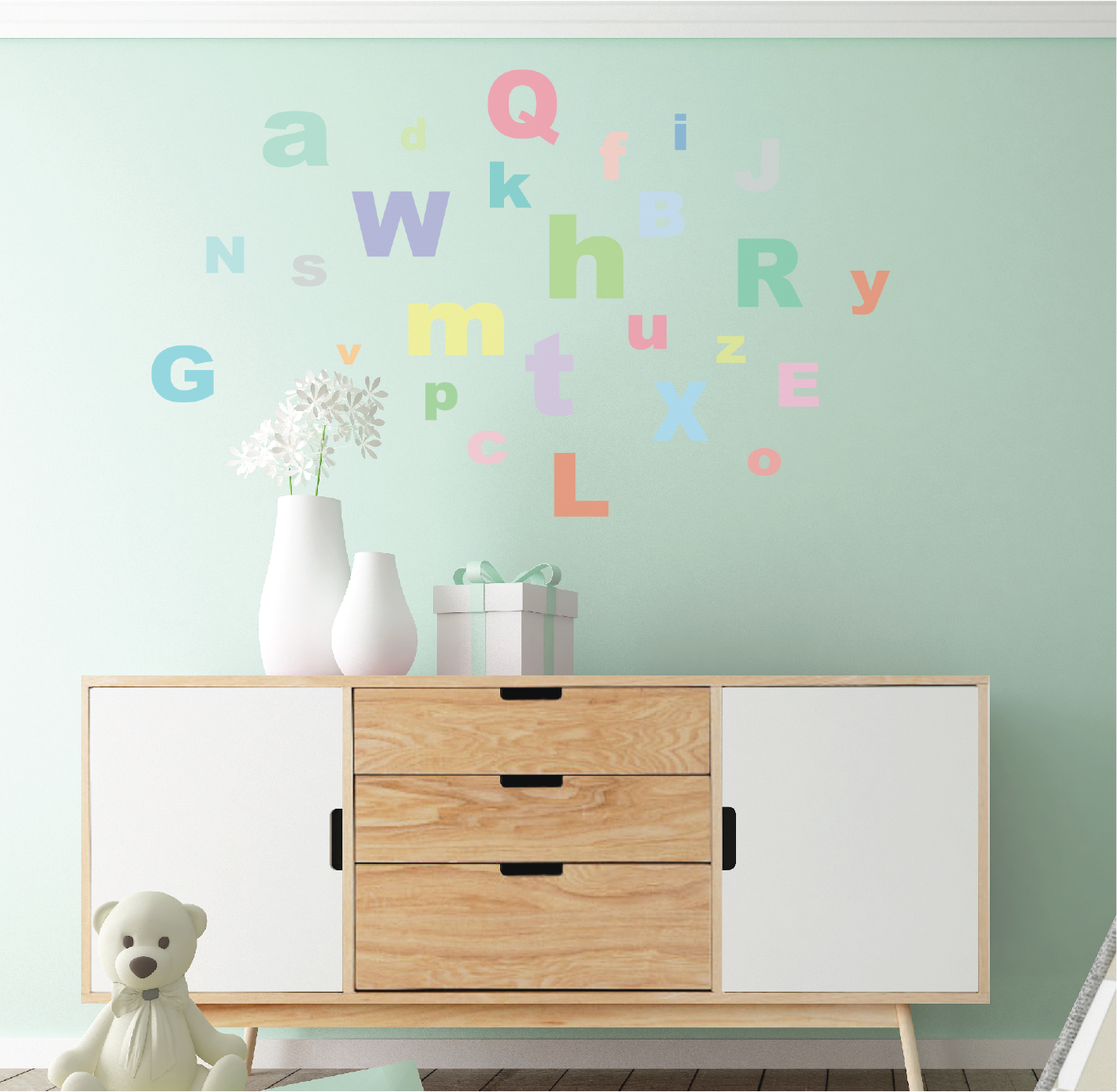 A-Z Pastel Alphabet ABC's Fabric Wall Decals