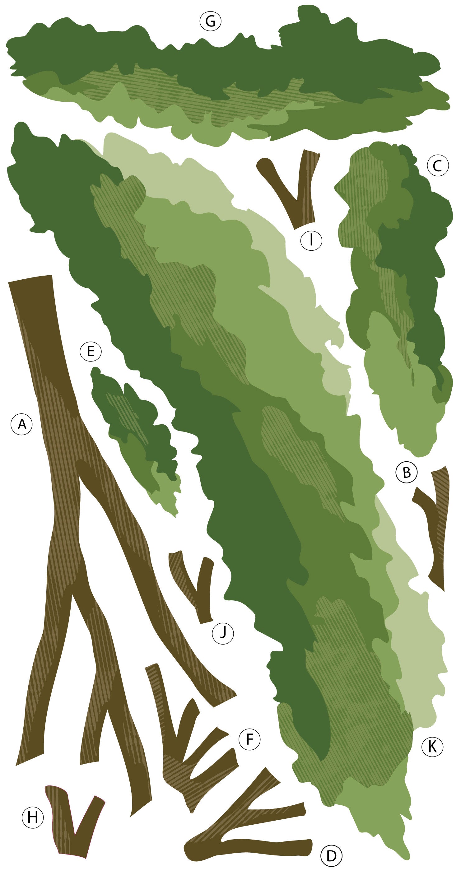 Safari Animal Wall Decals and Acacia Tree Decals, Nursery Wall Decals,