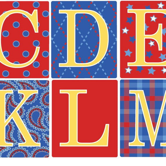 Alphabet Blocks in Primary Colors Wall Decals, Eco-Friendly Matte Wall