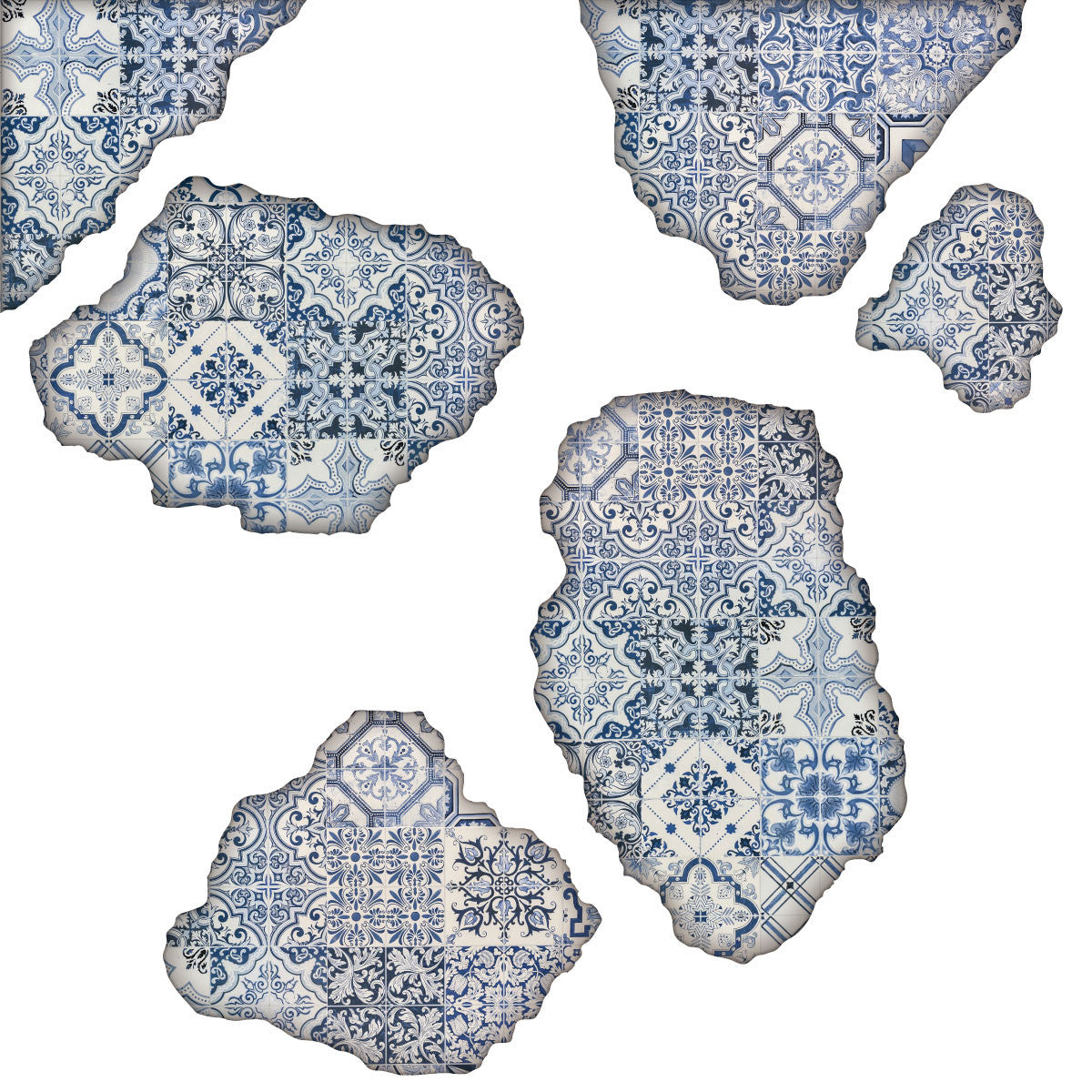 Blue Portuguese Tile Wall Decals, Tile Breakaway Fabric Repositionable