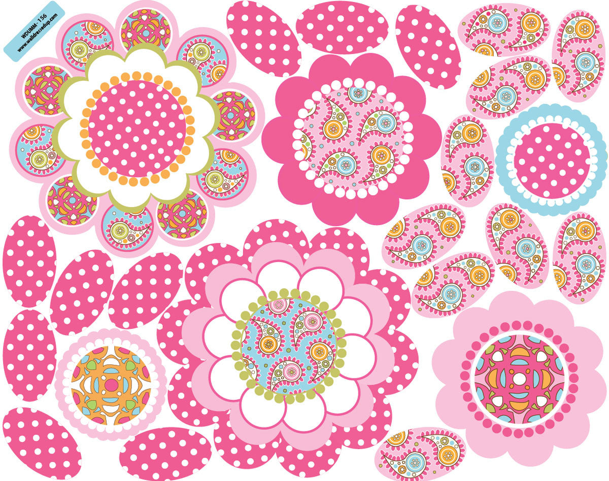 Pink Multicolor Flower Power Wall Decals