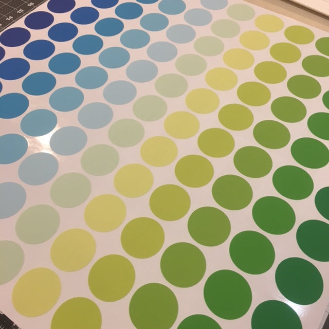 Mini 2" Ombre Blue Green Polka Dot Wall Decals, Reusable