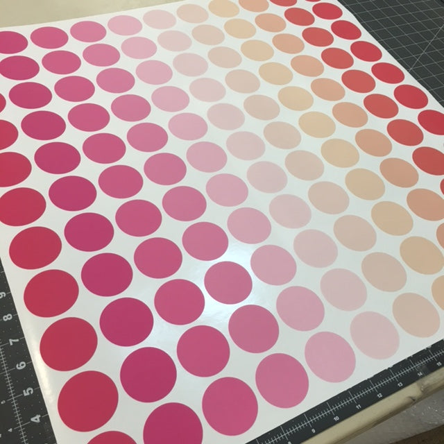 Mini 2" Millennial Pink Orange Polka Dot Wall Decals, Reusable Decals