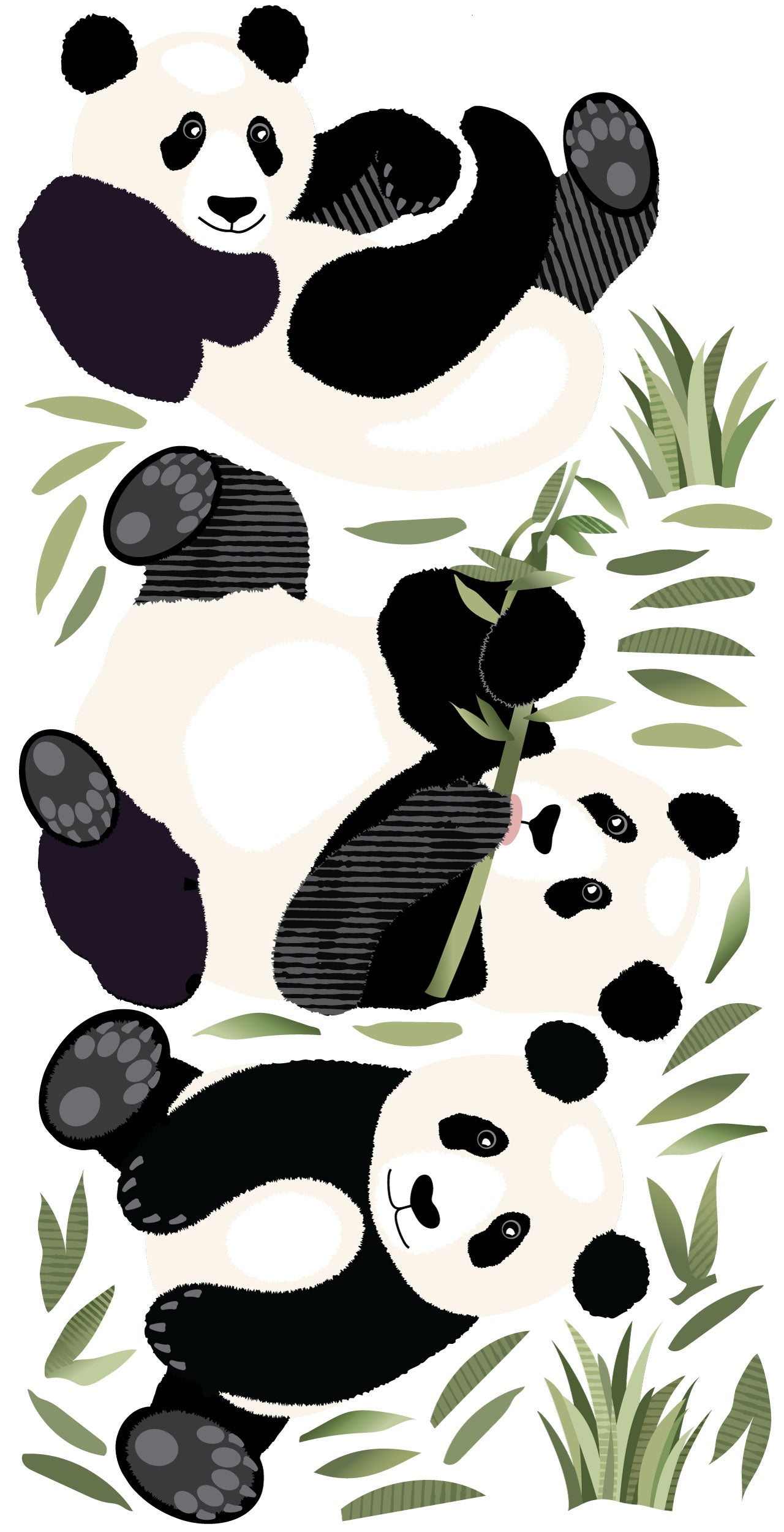 Large Panda Decals Panda Bear Wall Decals and Bamboo Decals, Nursery ...