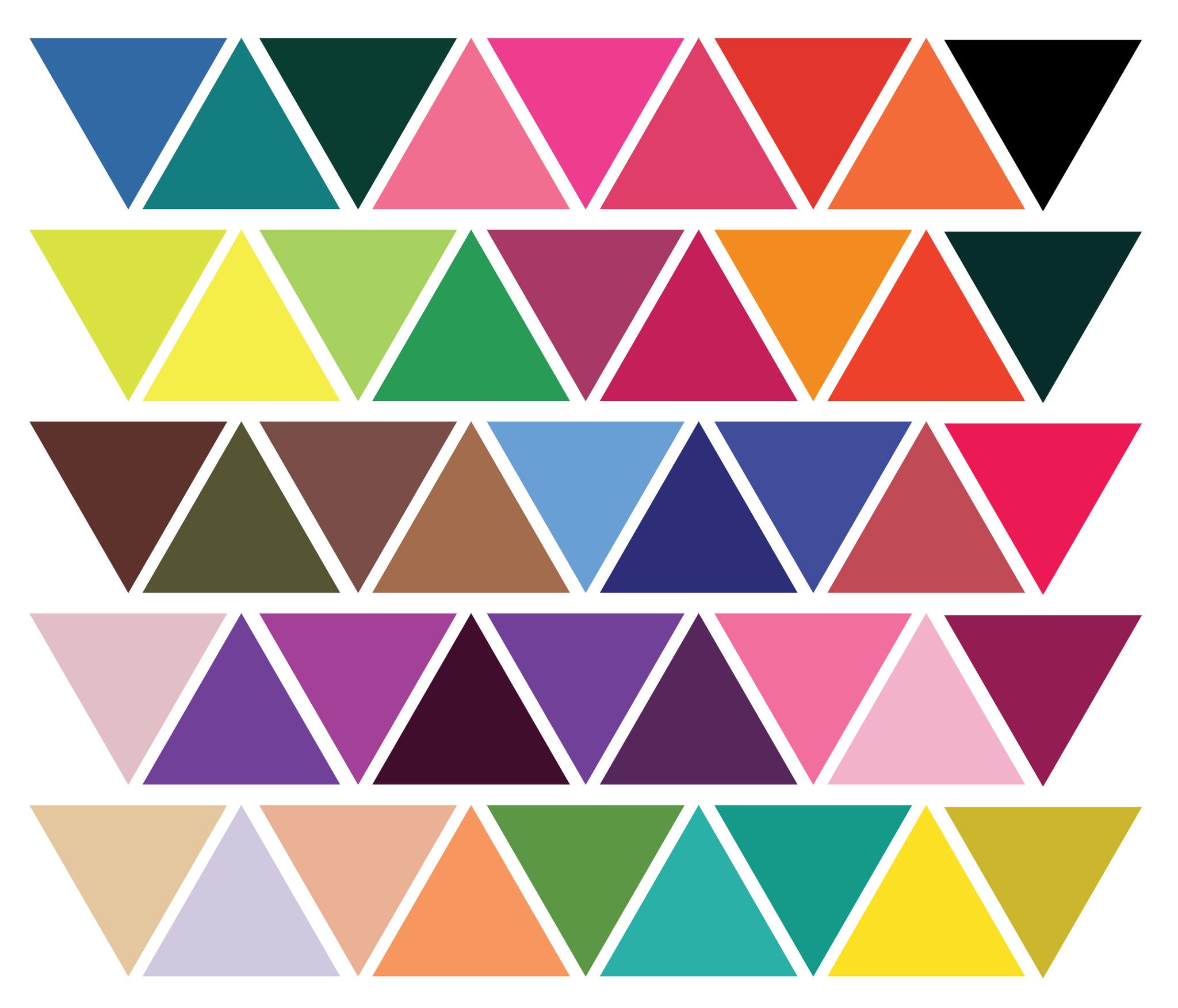 45 Mod Bright Multicolor Triangle Decals Wall Decals Fabric Decals