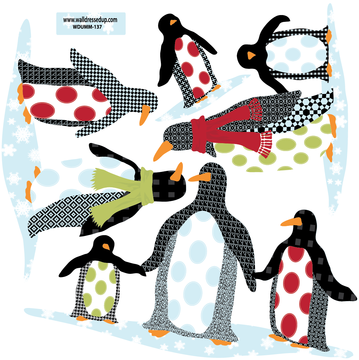 Patterned Penguin Wall Decals