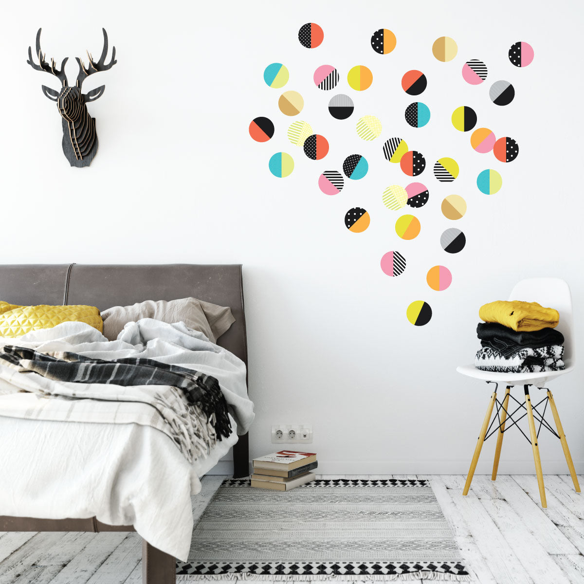 Color Pop Polka Dot Wall Decals, 36 Patterned Wall Stickers, Reusable