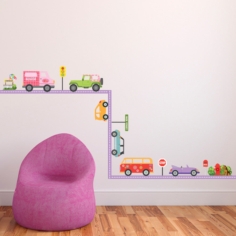 Extra Purple Road Wall Decals, Eco-Friendly Fabric Wall Stickers