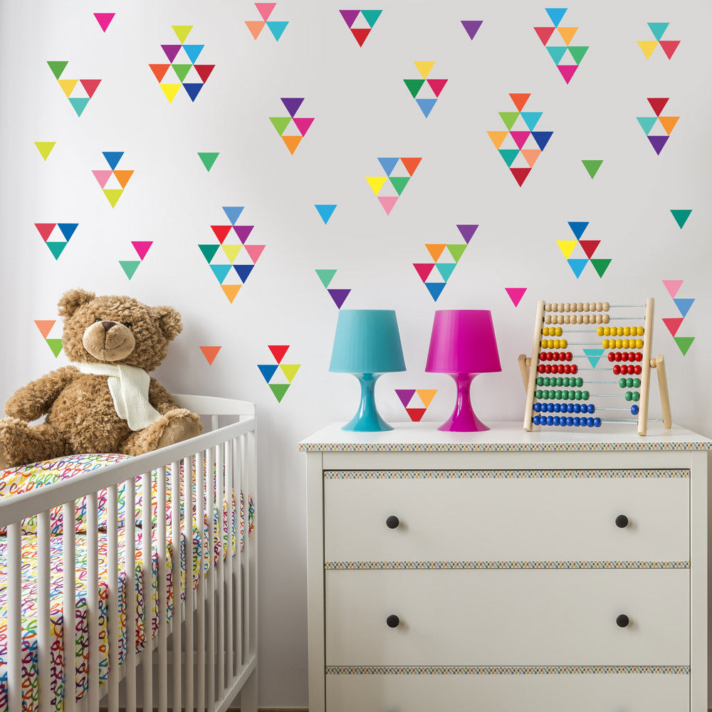 96 Mini Rainbow Triangle Wall Decals, Geometric Wall Stickers, Eco ...