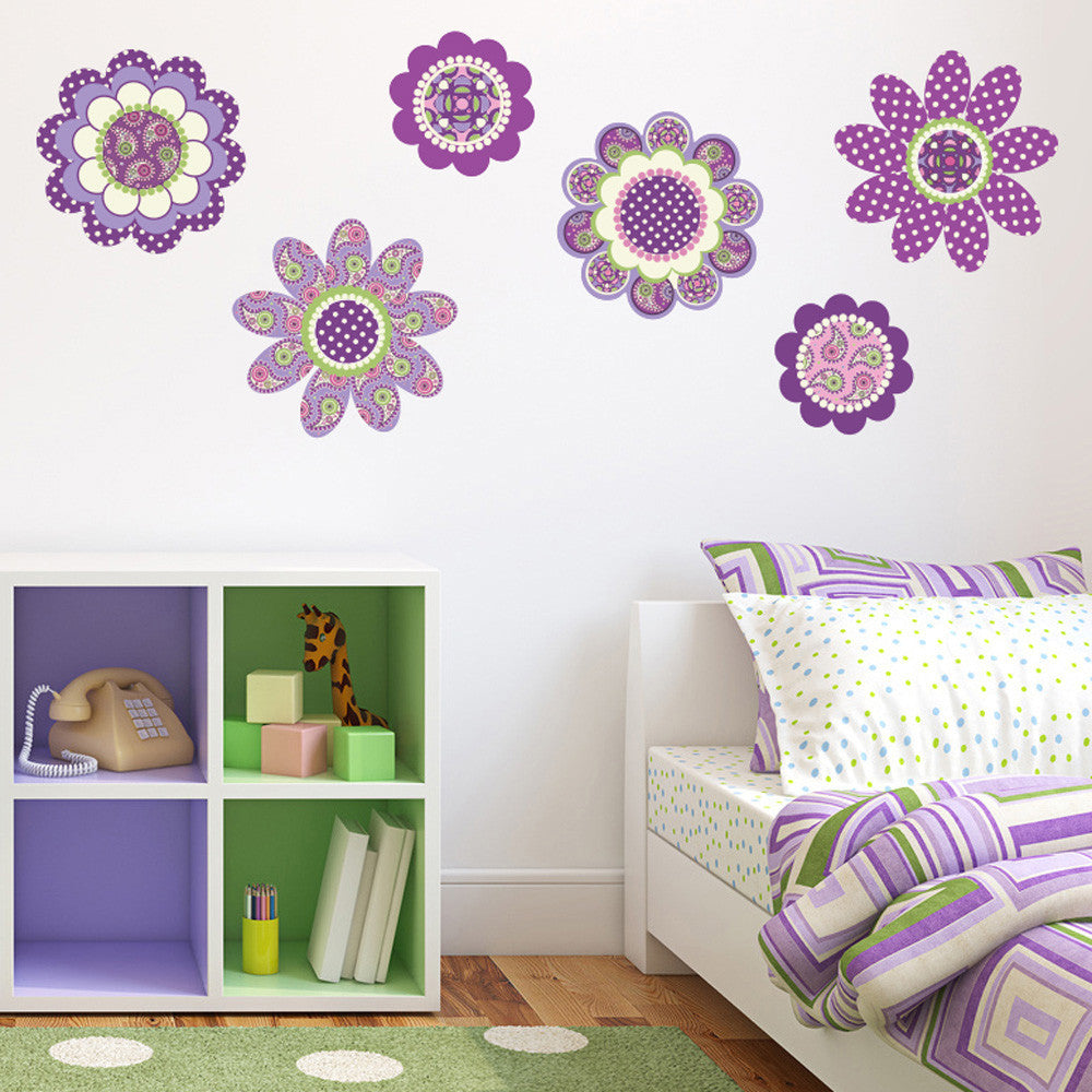 Purple Flower Power Wall Decals