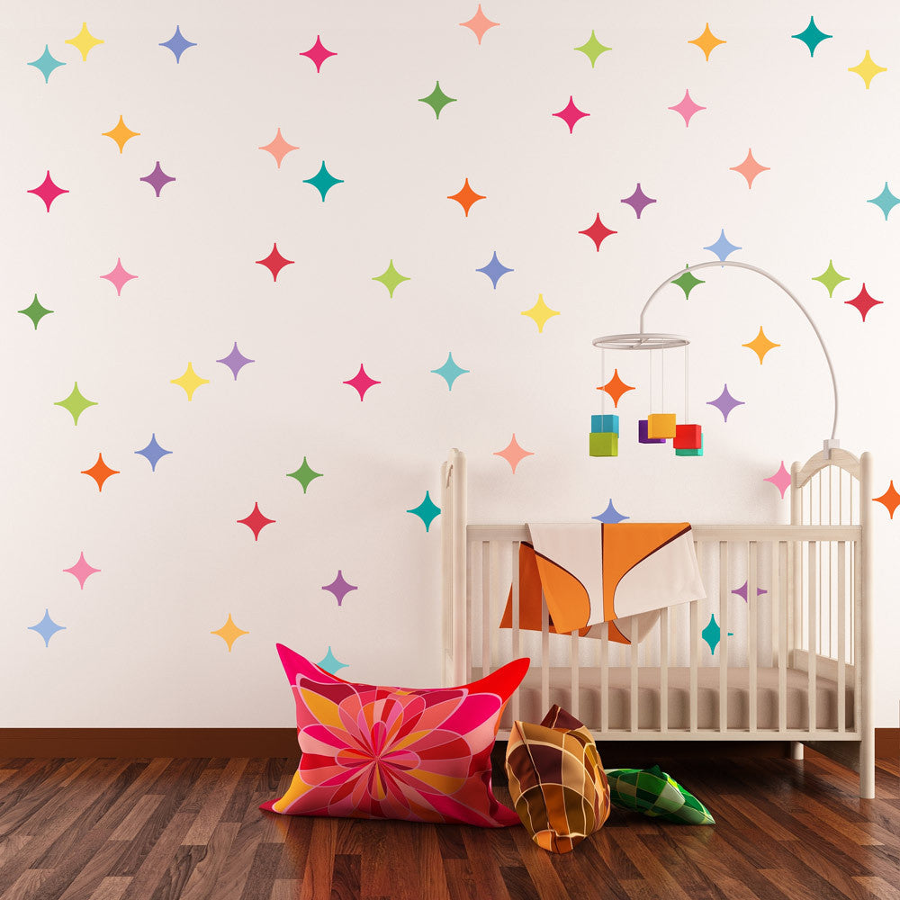 28 Multicolor Modern Diamond Wall Decals