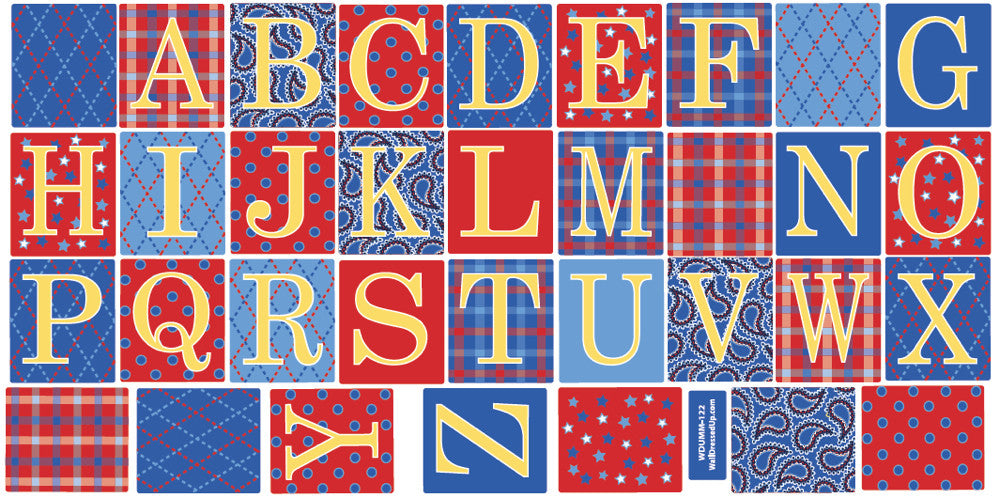 Alphabet Blocks in Primary Colors Wall Decals, Eco-Friendly Matte Wall