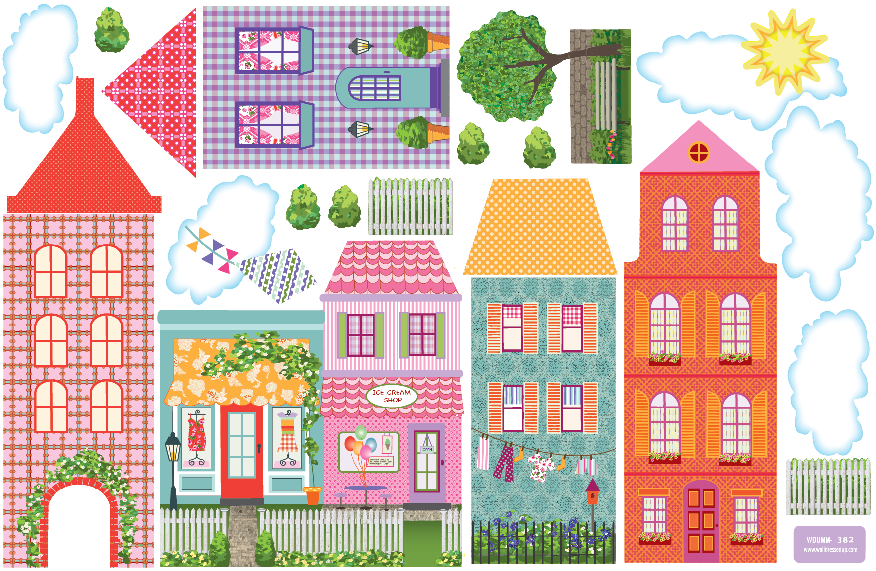 Unisex Busy Town Decals, Girls and Boys Town Decals w/ Adventure Cars