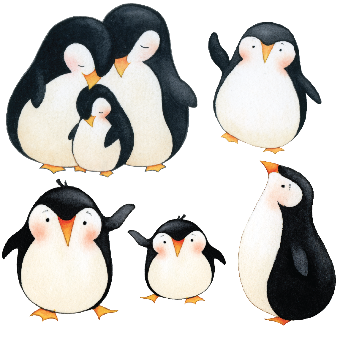 Penguins at Play Wall Decals, Fabric Matte Eco-friendly Repositionable