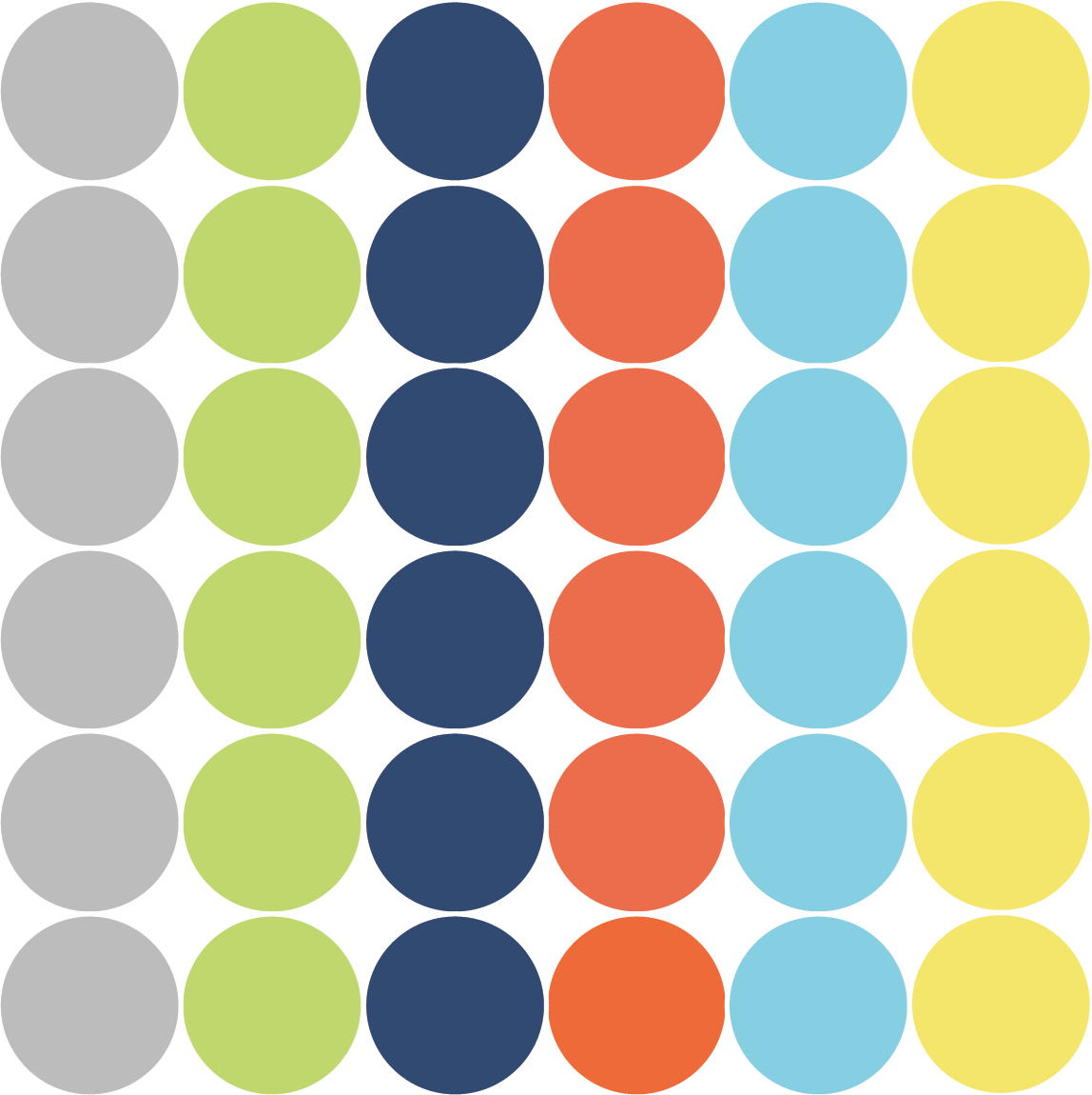 36 Polka Dot Wall Decals, Navy Orange Gray Yellow Green Eco-Friendly 4