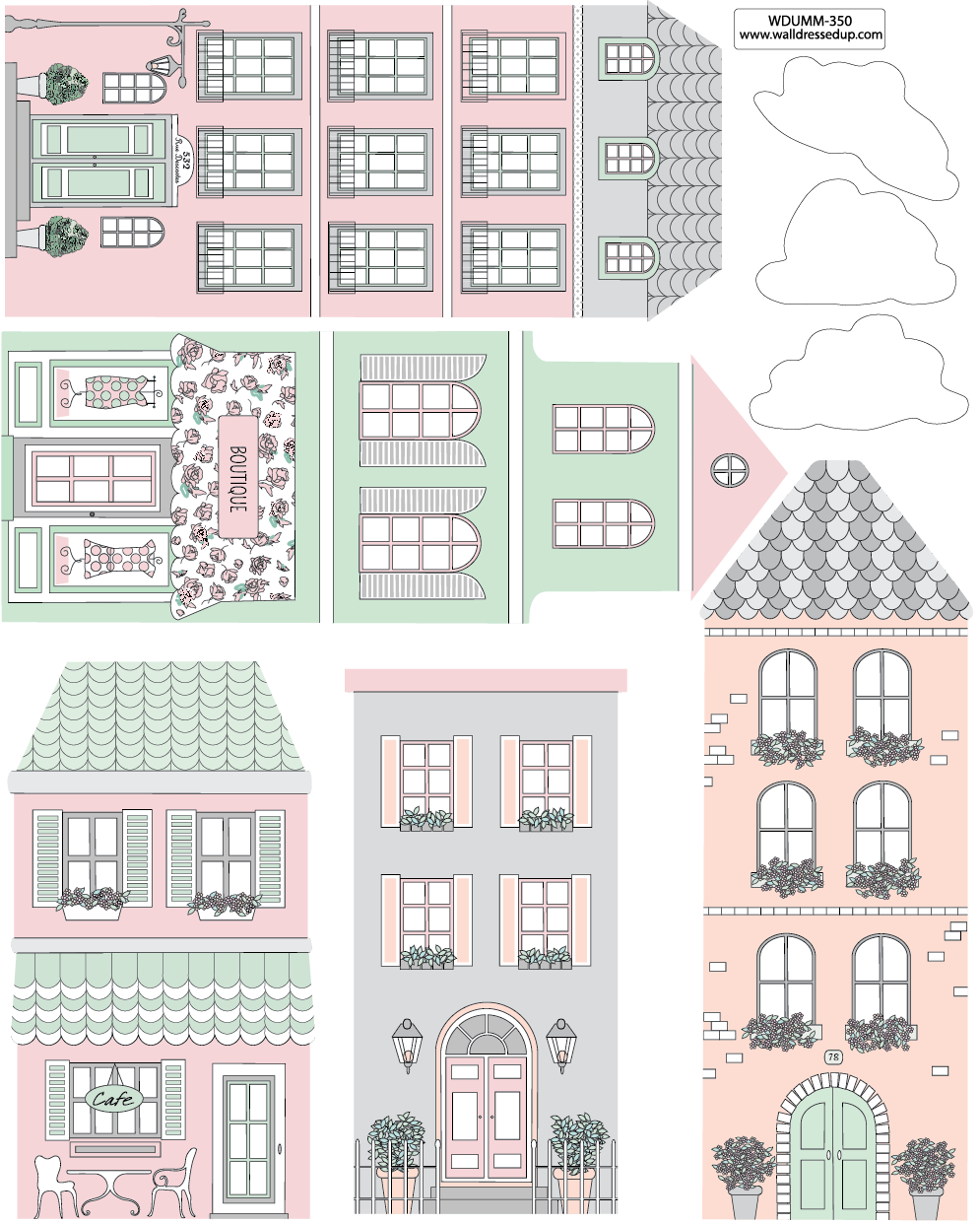 European Style Town Wall Decals, Girls Wall Stickers, Eco Friendly ...