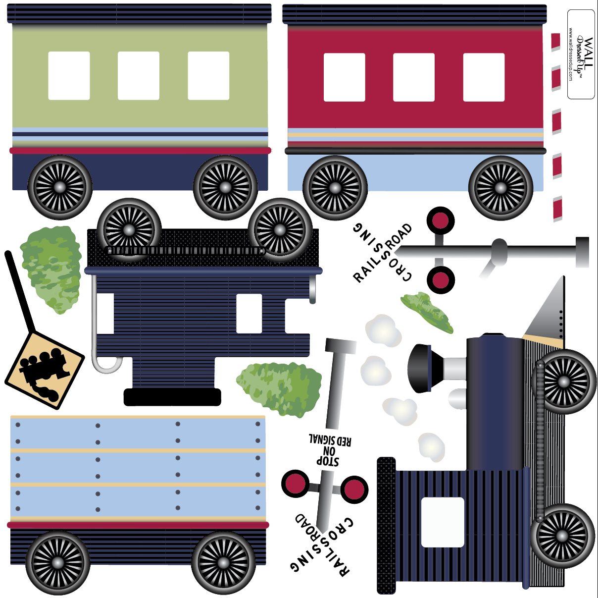 Train Decals, 2 Freight Trains, Train Station & Tunnel, Straight ...