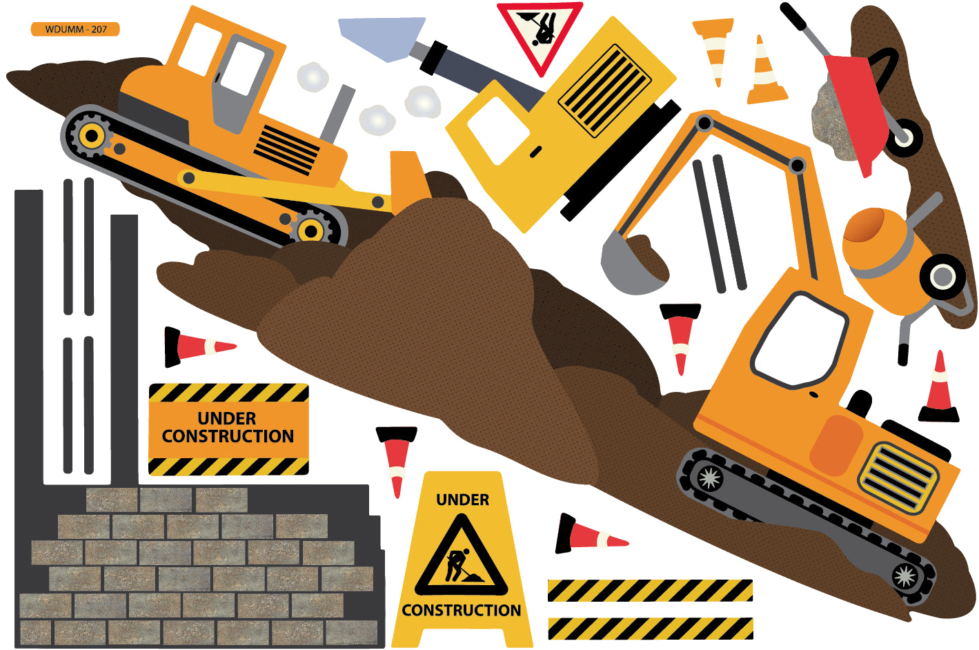 Construction Site Wall Decals, Truck Wall Decals, Construction Vehicles
