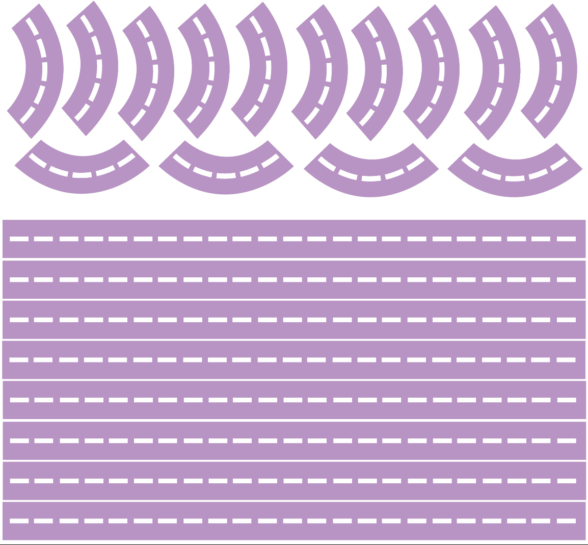 Purple Road Wall Decals Curved and Straight