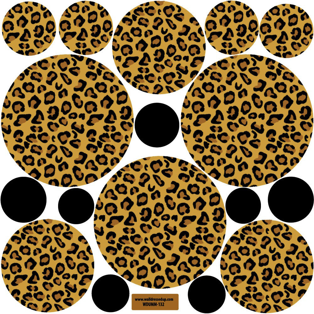 Leopard Print Dot Wall Decals, Eco-Friendly Matte Fabric Wall Stickers