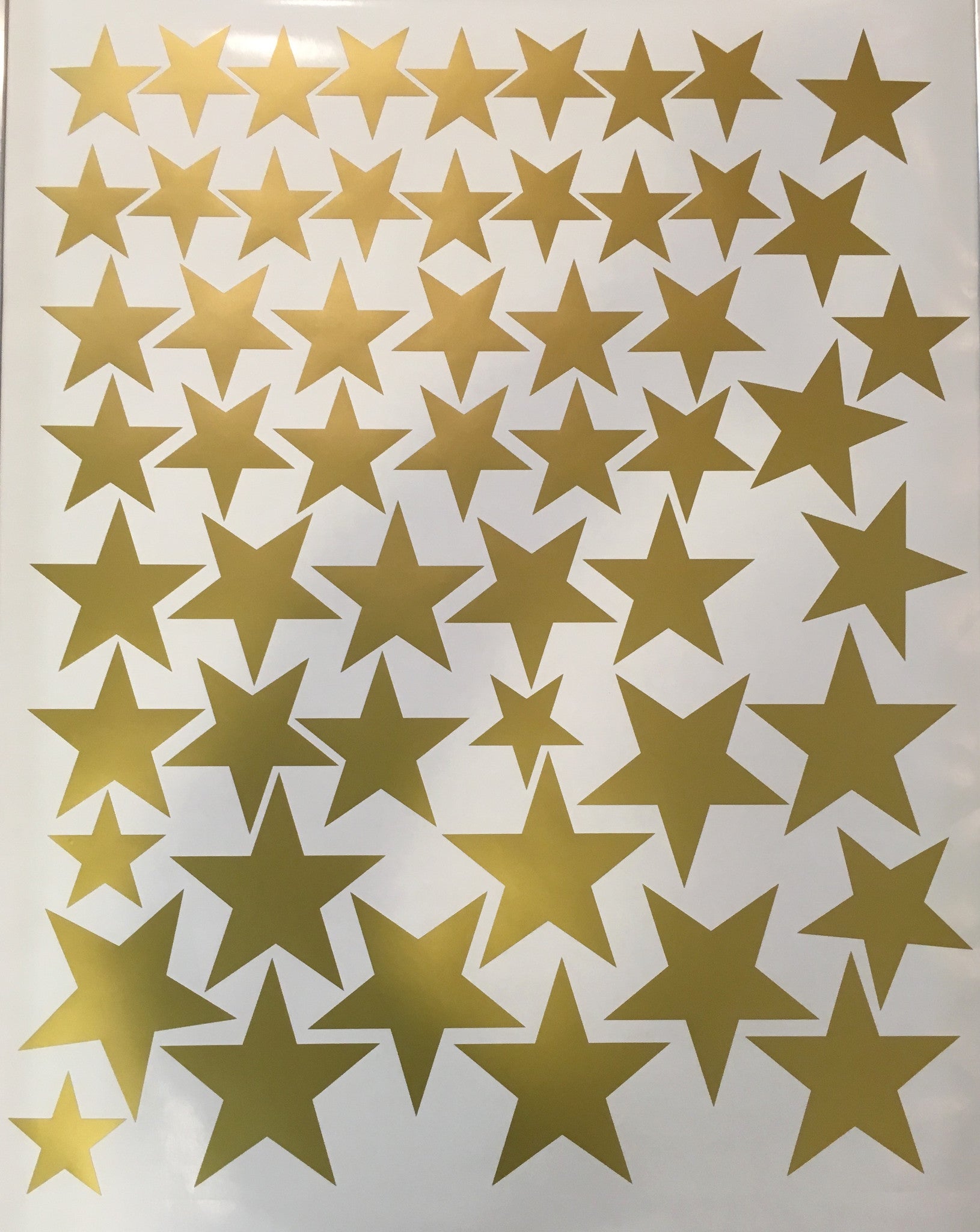 55 Metallic Silver or Gold Five - Point Star Vinyl Wall Decals (multi