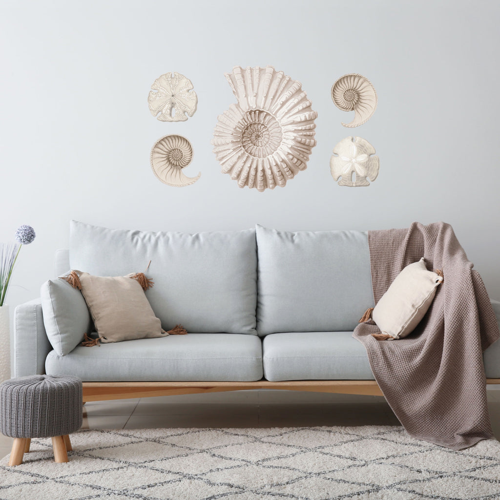 Large Seashell Wall Decals, Ocean Decals, Nautilus and Sand Dollar Dec