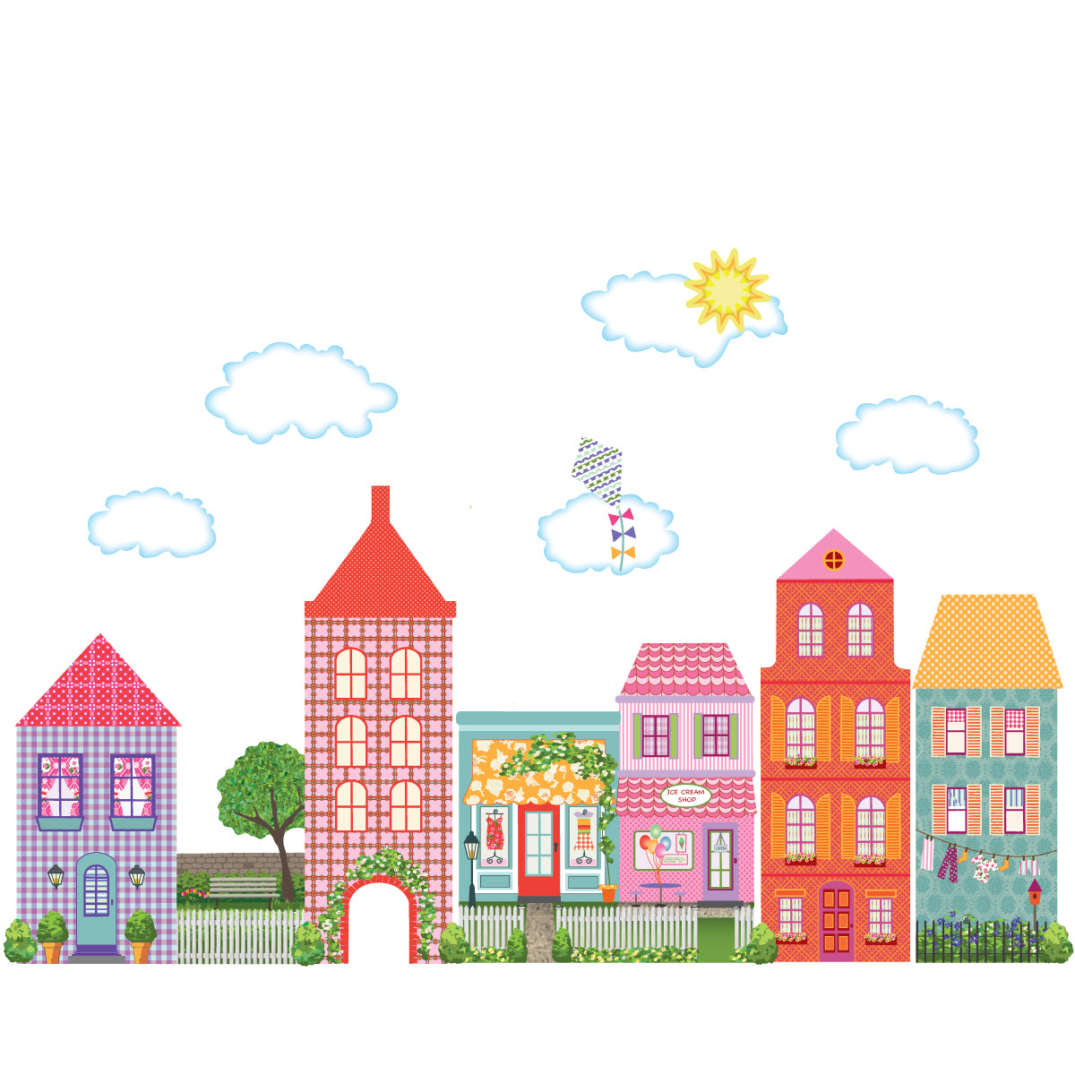 Unisex Busy Town Decals, Girls and Boys Town Decals w/ Adventure Cars