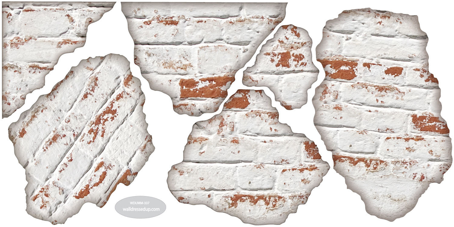 Faux White Brick Breakaway Fabric Wall Decals, Peel and Stick Reusable