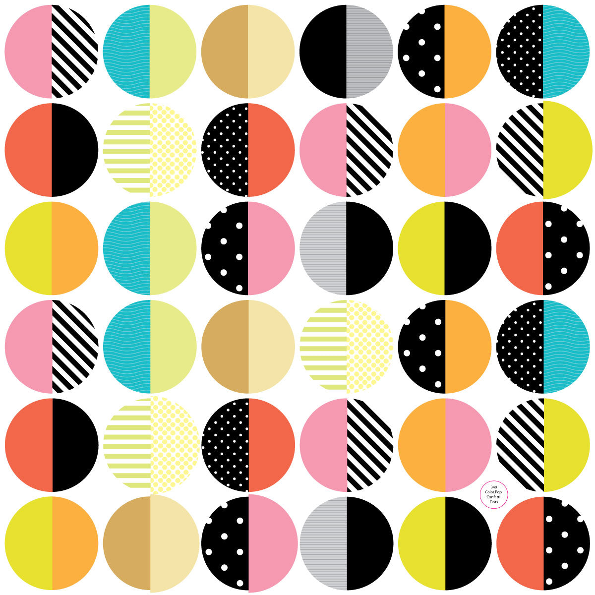 Color Pop Polka Dot Wall Decals, 36 Patterned Wall Stickers, Reusable