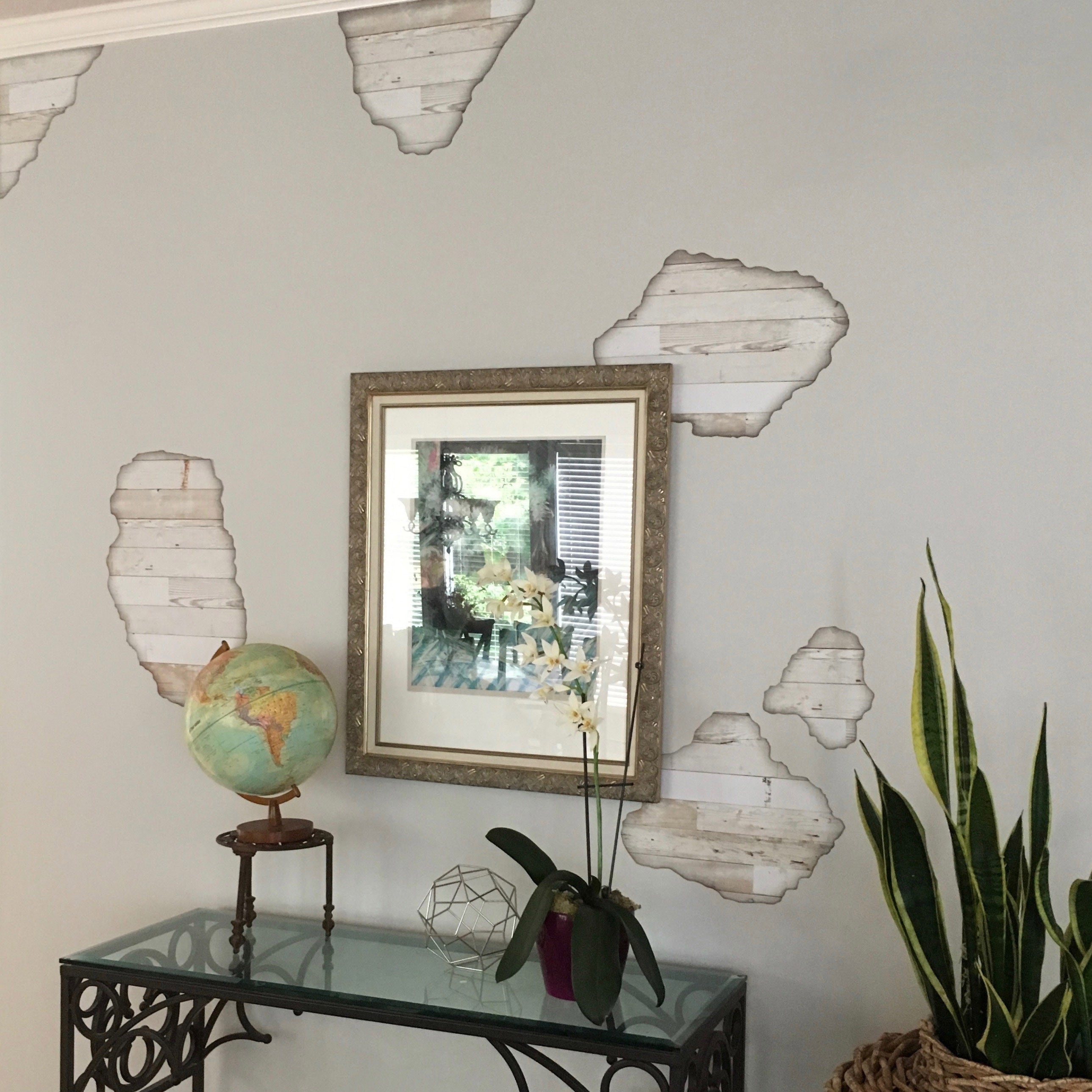 Wall Decals Faux Shiplap Weathered White Wood Breakaway Repositionable