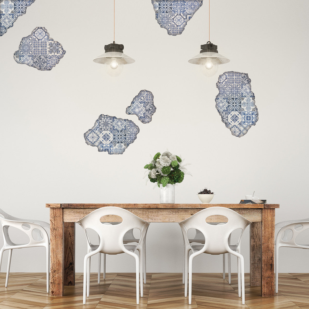 Blue Portuguese Tile Wall Decals, Tile Breakaway Fabric Repositionable