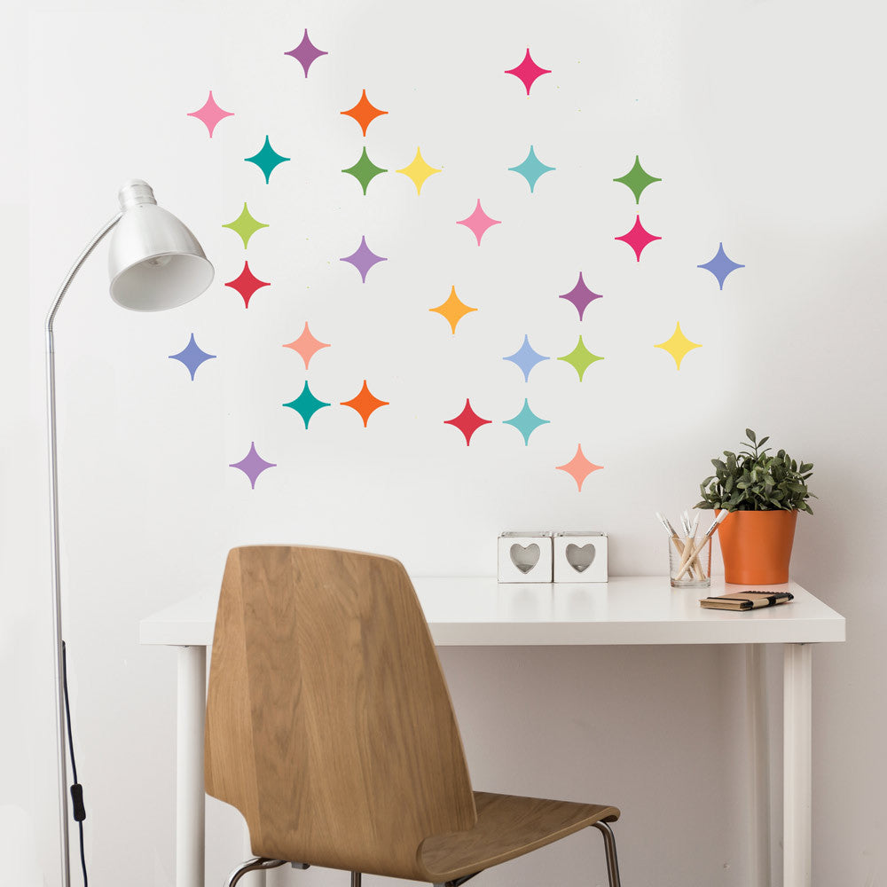 28 Multicolor Modern Diamond Wall Decals