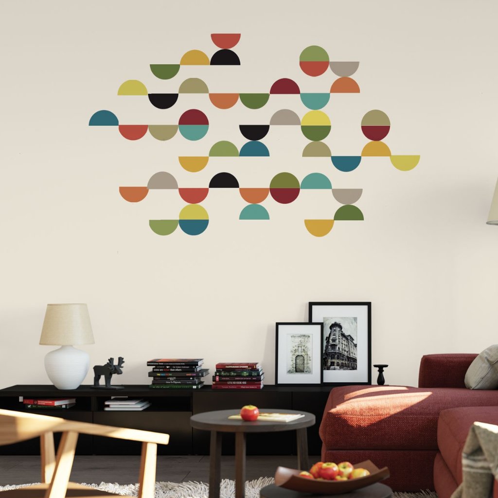 Mid Century Modern Semi Circle Wall Decals, Geometric Wall Decals Peel ...