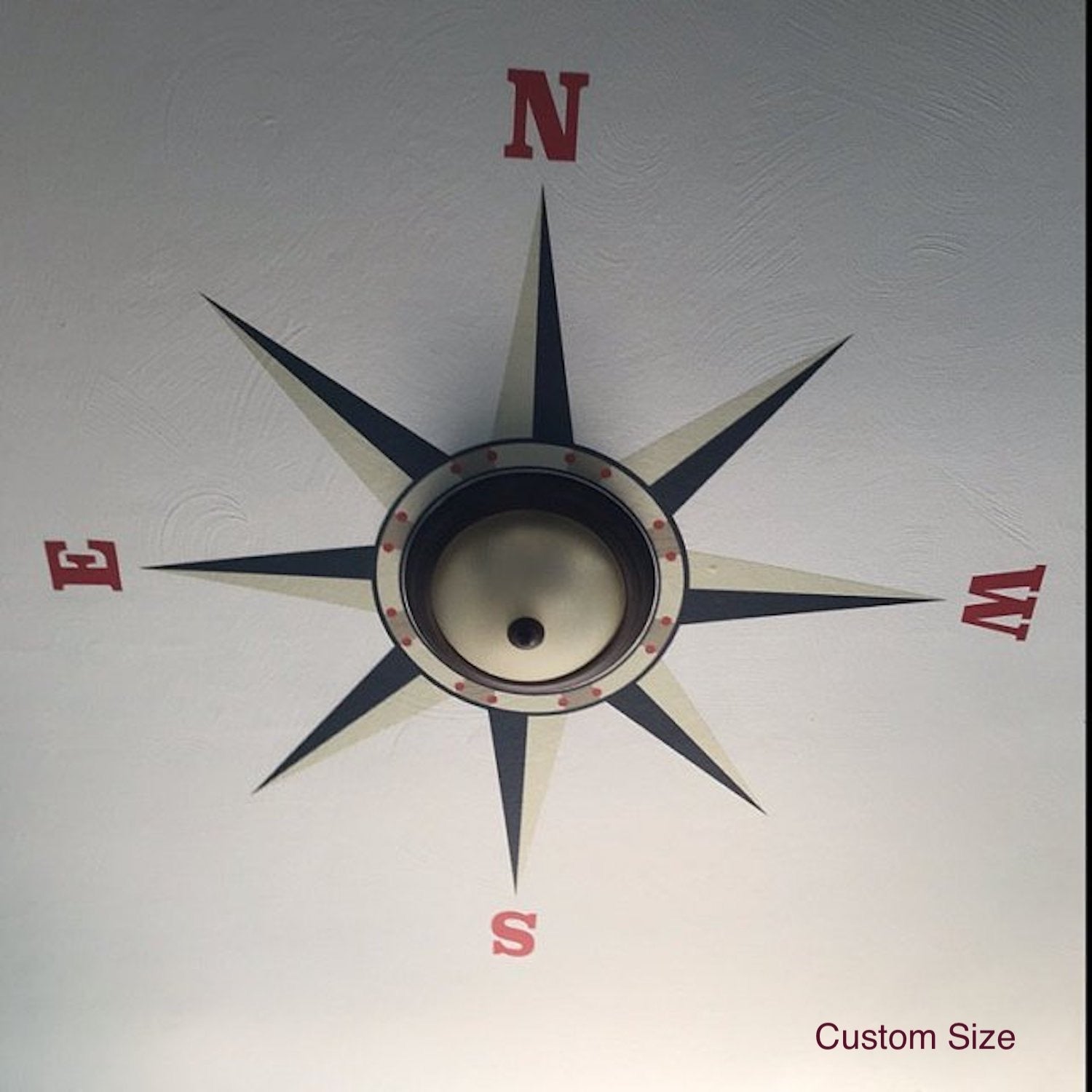 Large Nautical Compass Wall Decal, Eco Friendly Matte Reuasable Fabric