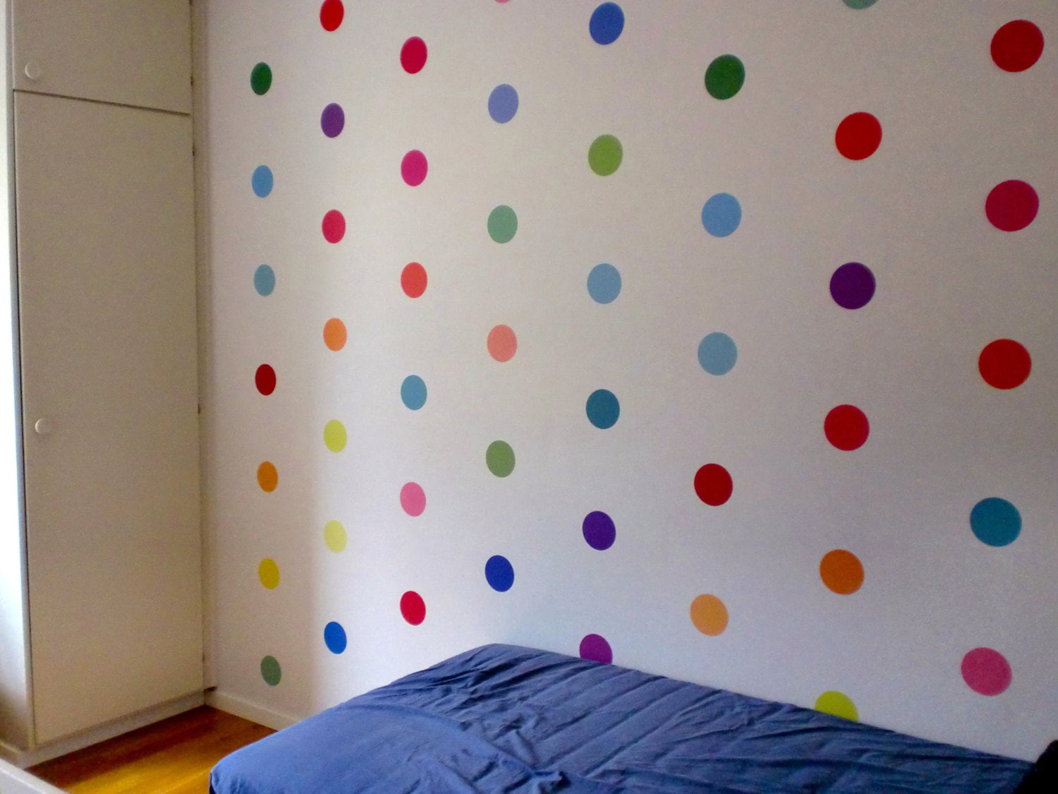 36 Rainbow Colors Polka Dot Wall Decals, Eco Friendly Dot Wall Stickers