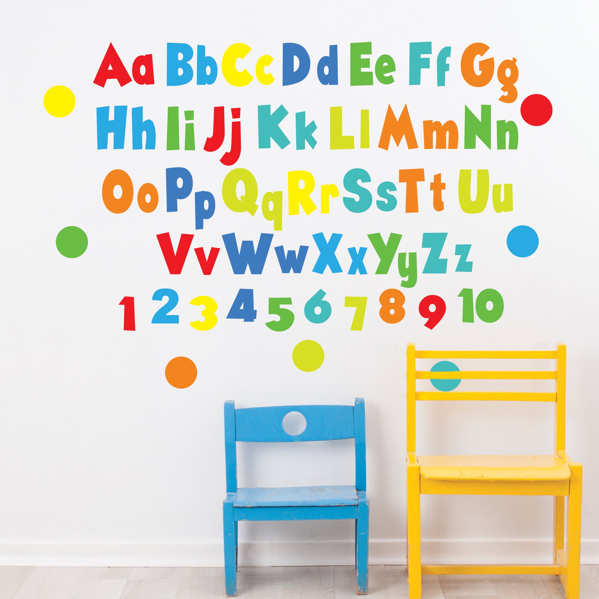 Rainbow Brights Alphabet Wall Decals, ABC's, Eco Friendly Nursery Deco