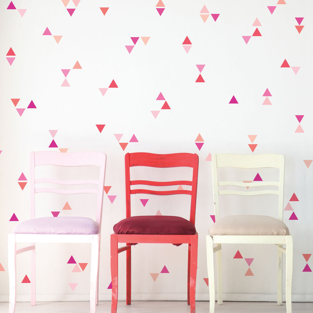 Mini Triangle Wall Decals, Ombre Millennial Pink Orange Matte Decals