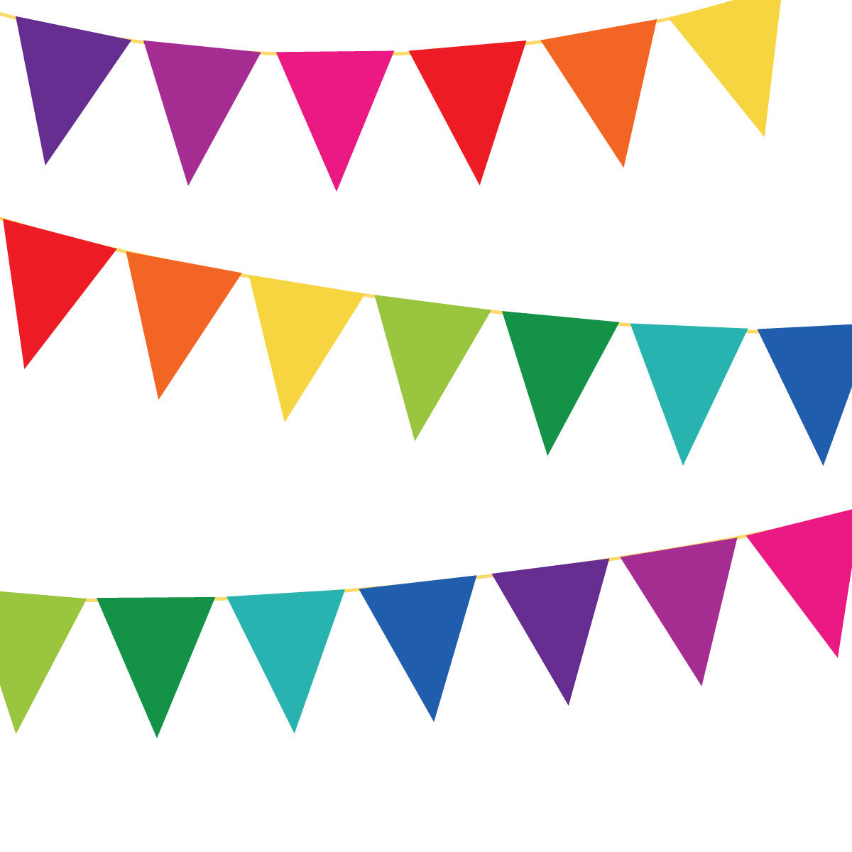 Rainbow Brights Fabric Bunting Flag Wall Decals, Eco-Friendly Reusable