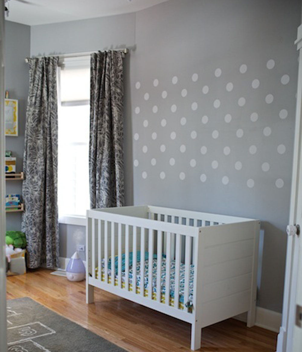 64 White Polka Dot Wall Decals, Eco Friendly Fabric Decals